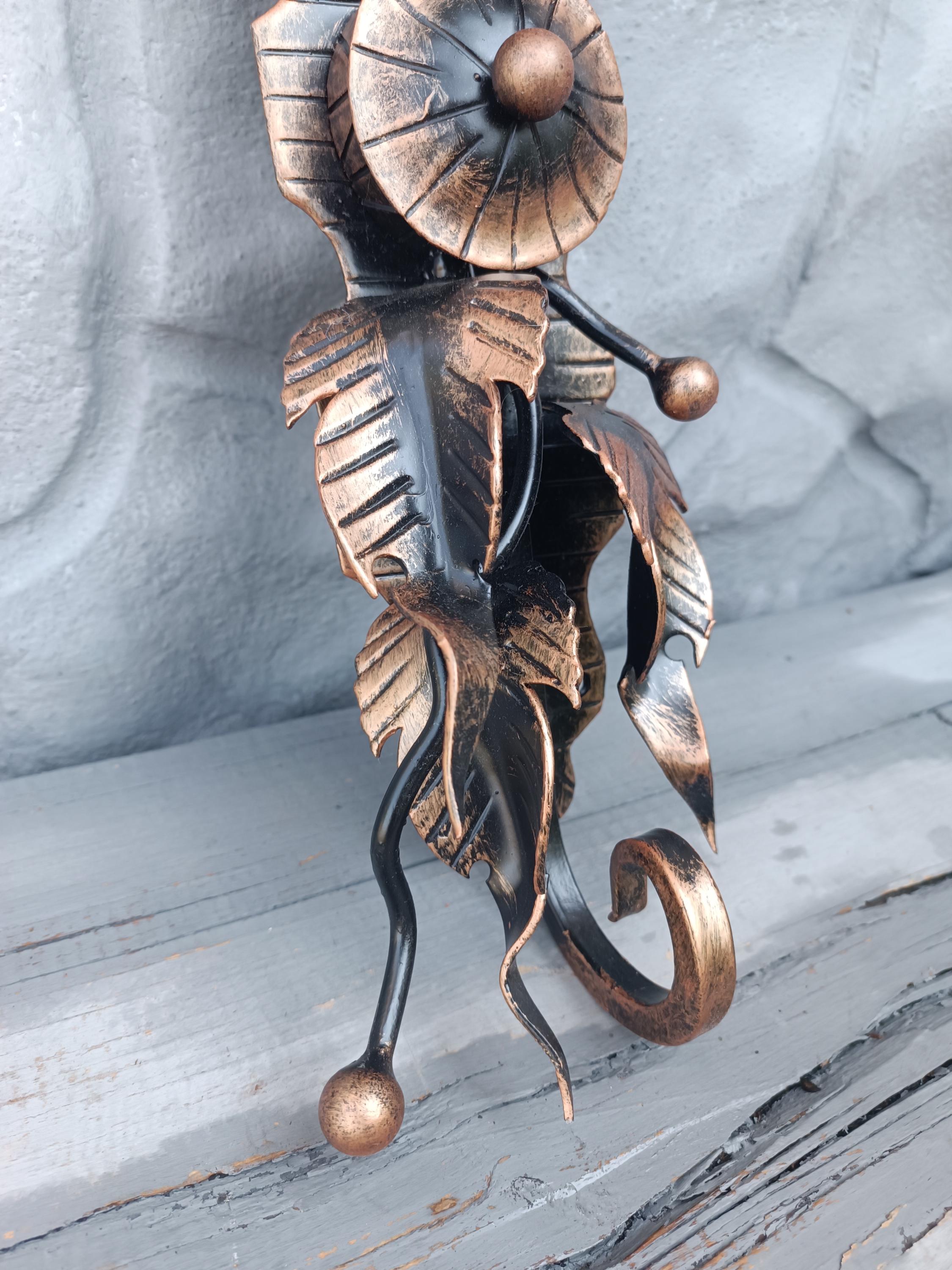 Hand-forged Wrought Iron Floral Wall Bracket: Rustic Plant Hanger - Etsy