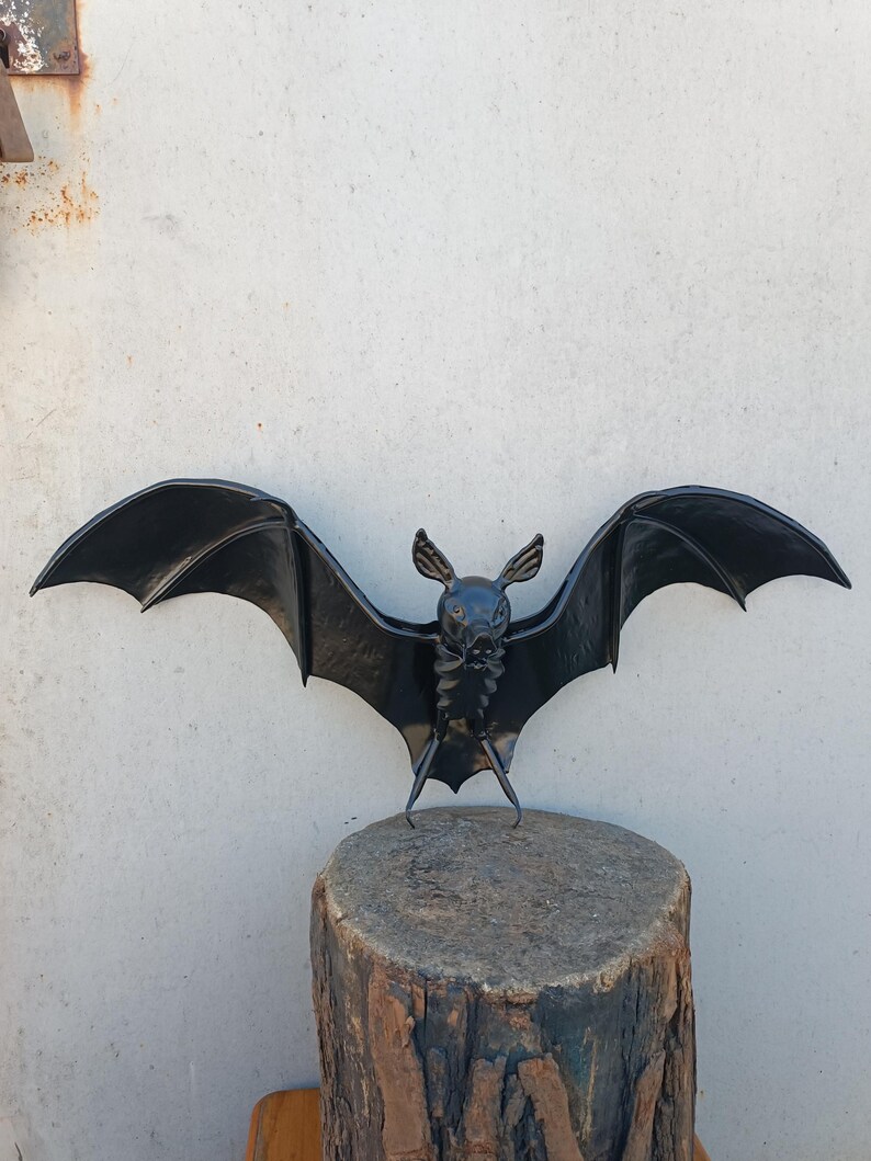 Hand-forged Iron Bat Sculpture: Gothic Wall & Garden Decor - Etsy