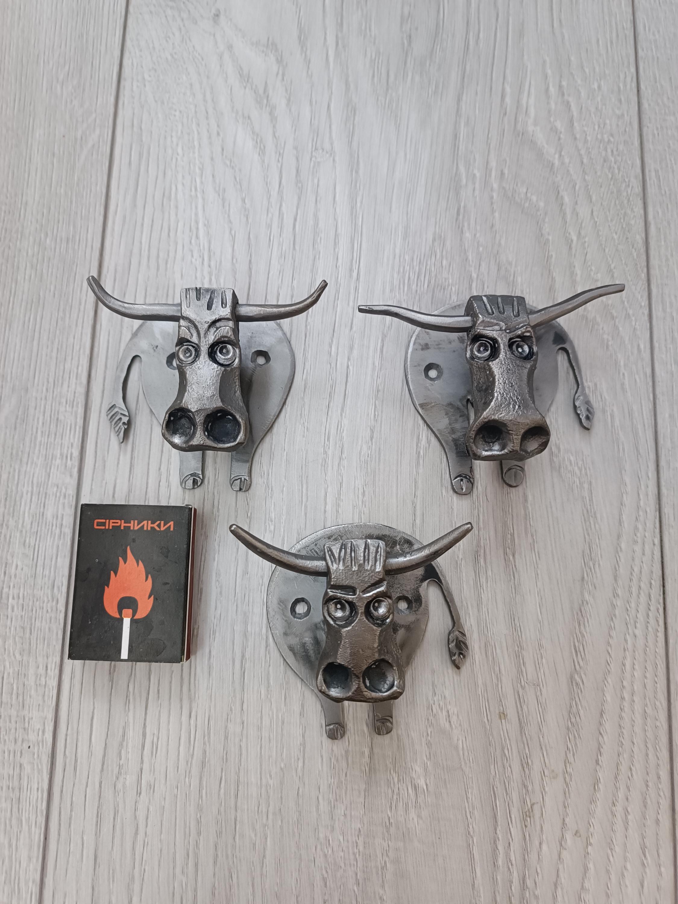 Handmade Metal Wall Hook "bull Head" for Keys, Towels, and Home Décor ...