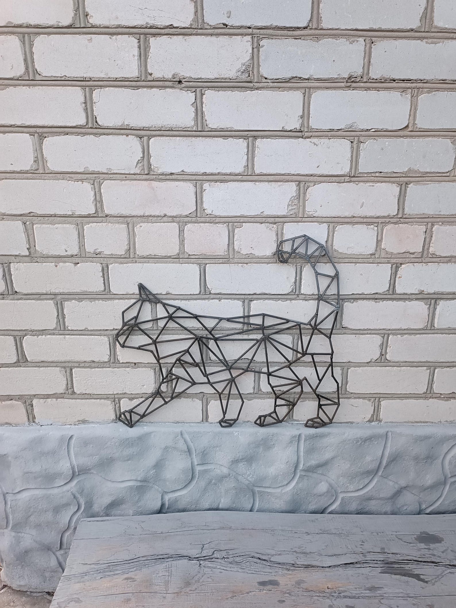 Handmade Wrought Iron Cat Wall Art: Geometric Metal Painting - Etsy
