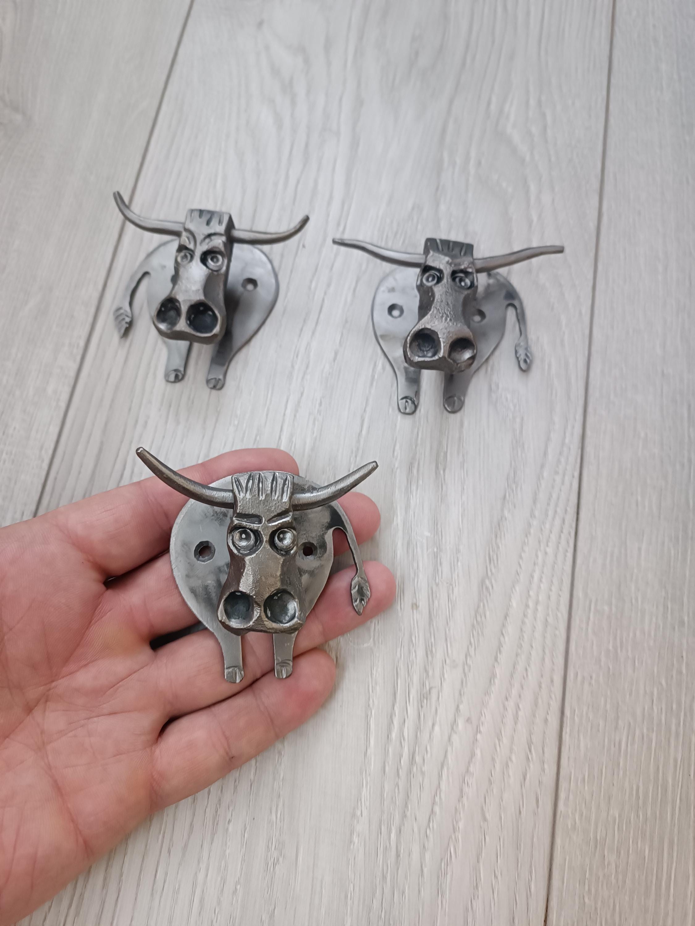 Handmade Metal Wall Hook "bull Head" for Keys, Towels, and Home Décor ...
