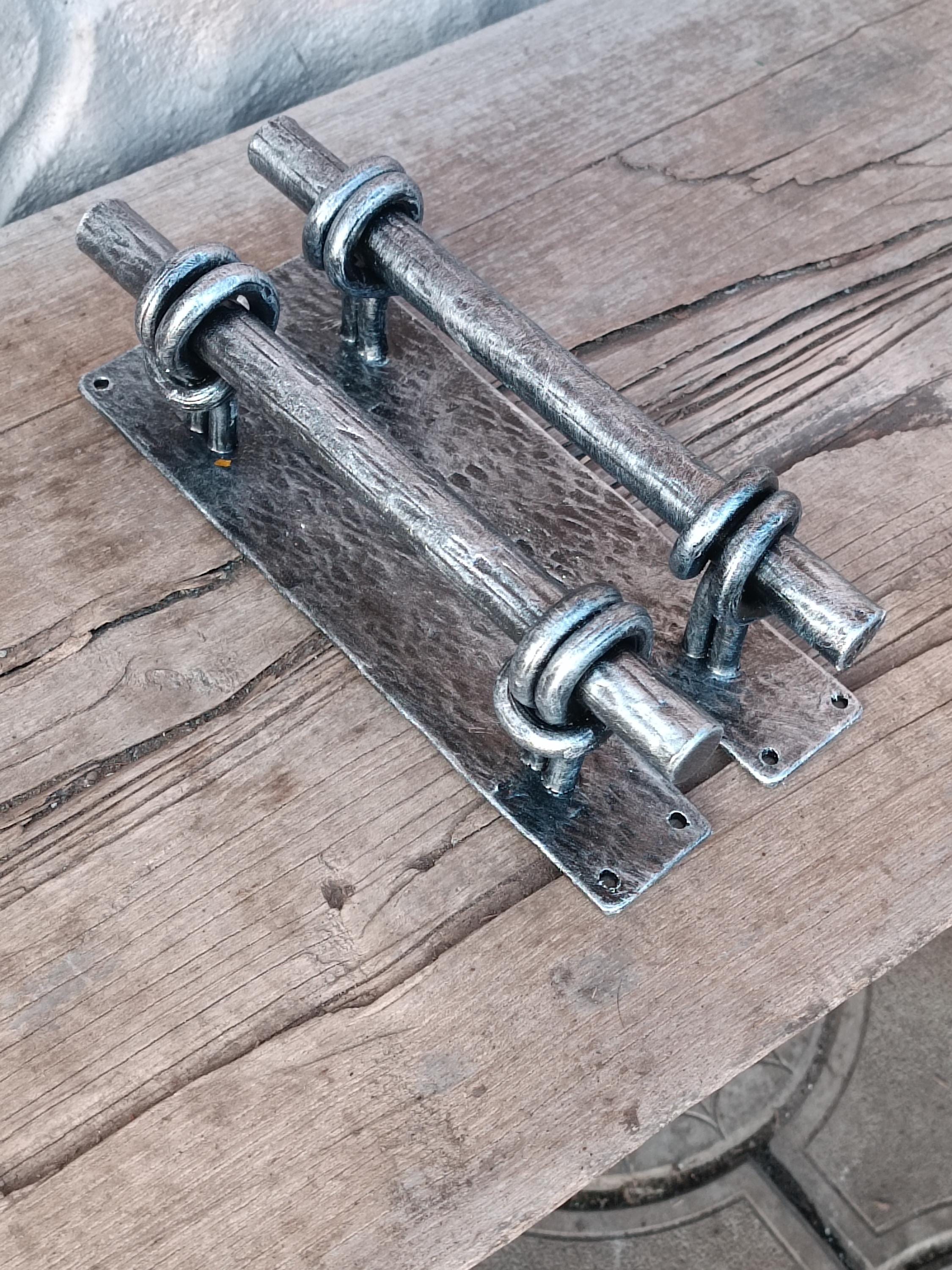 Hand Forged Wrought Iron Door Handles - Rustic Barn Door Pulls (set of ...