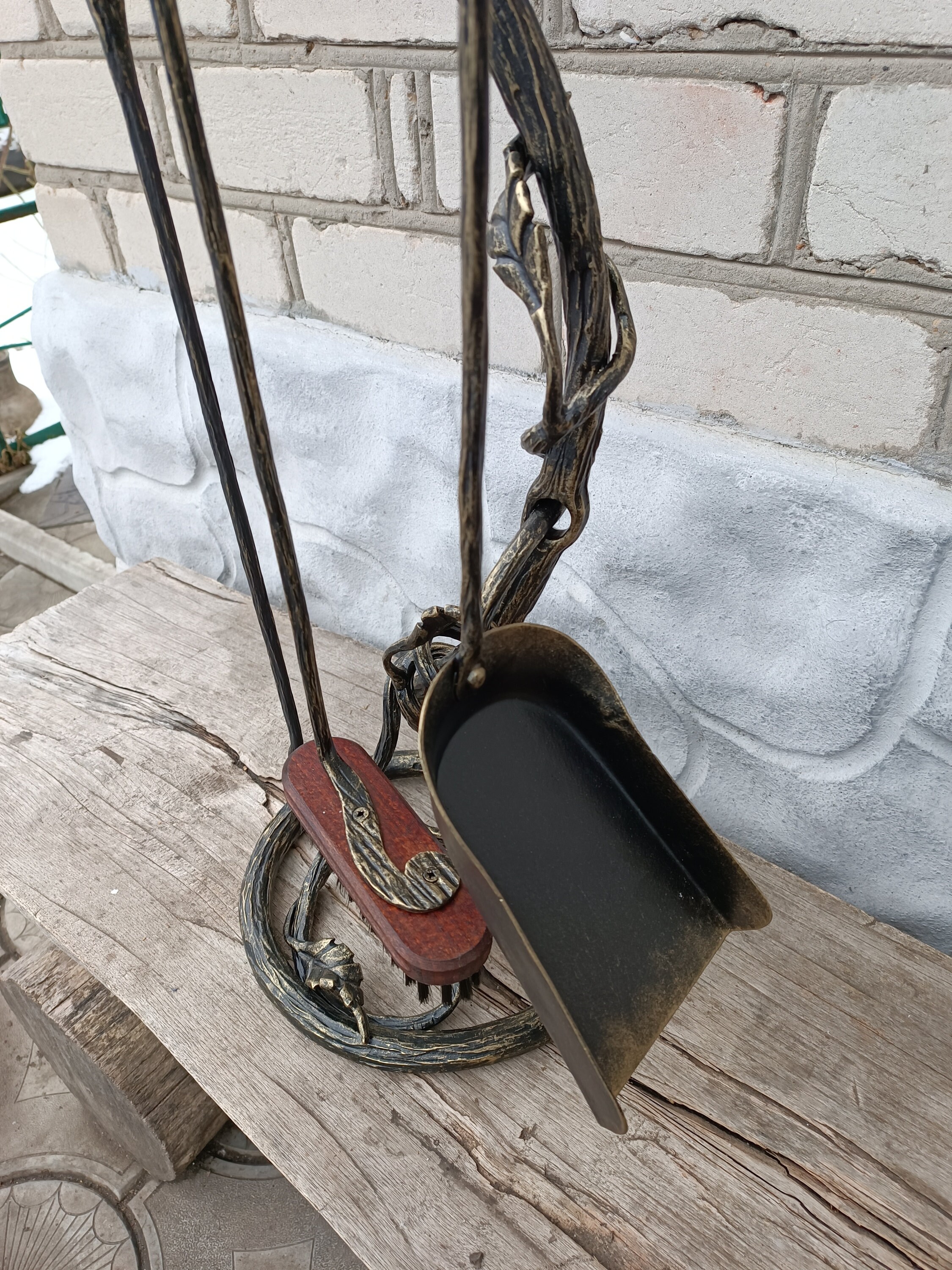 Wrought Iron Fireplace Set for 3 Items - Etsy