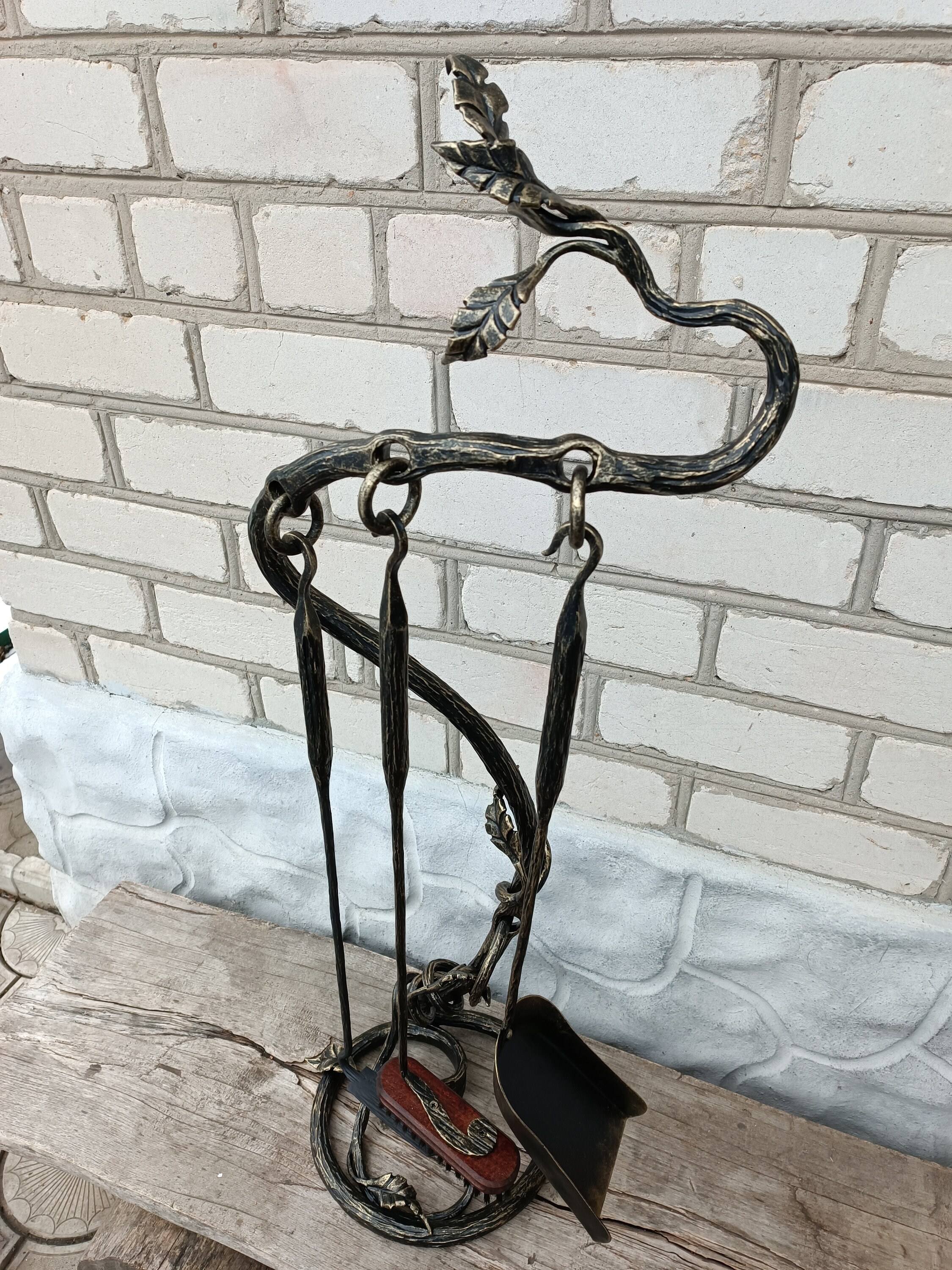 Wrought Iron Fireplace Set for 3 Items - Etsy