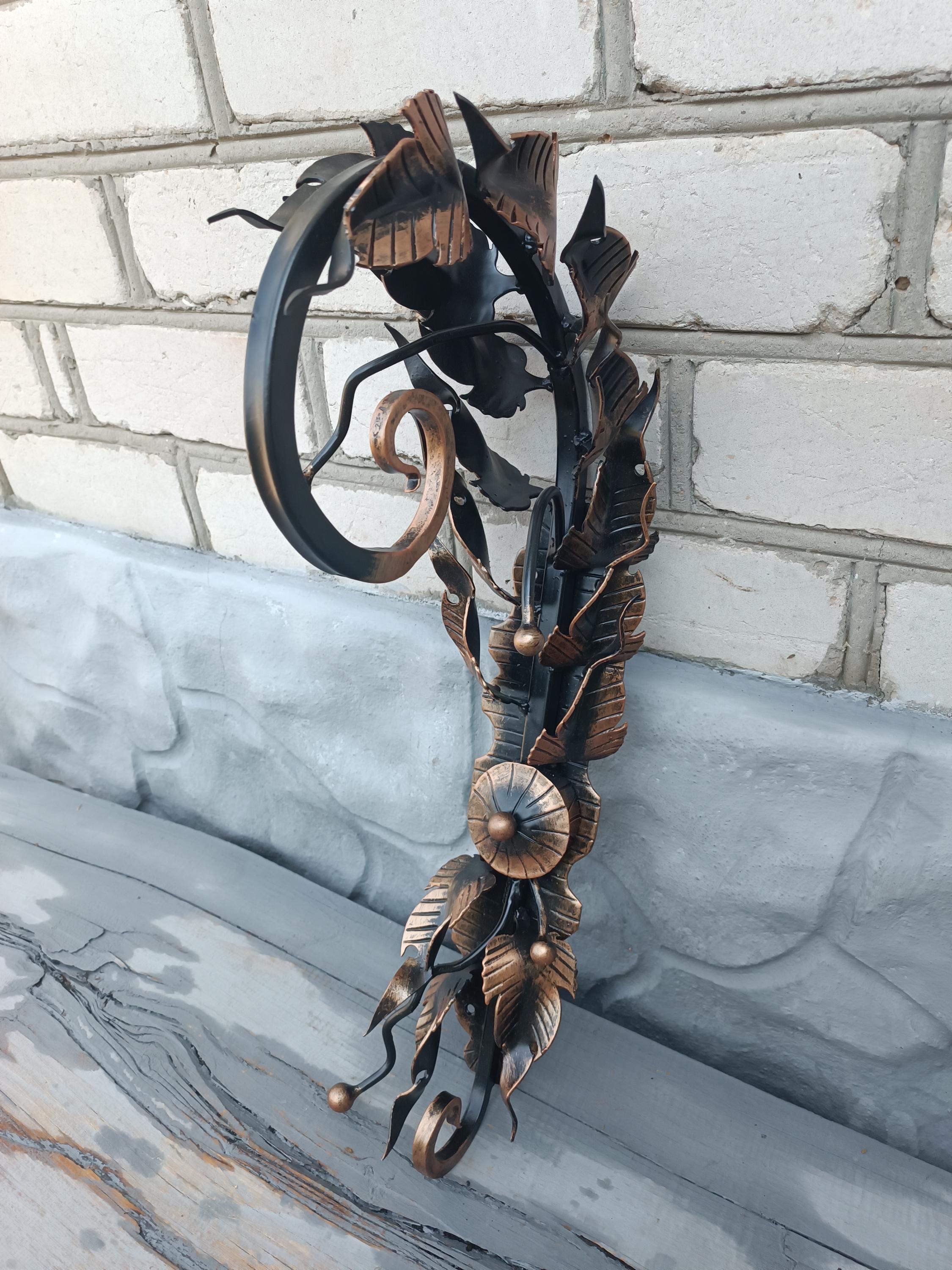 Hand-forged Wrought Iron Floral Wall Bracket: Rustic Plant Hanger - Etsy