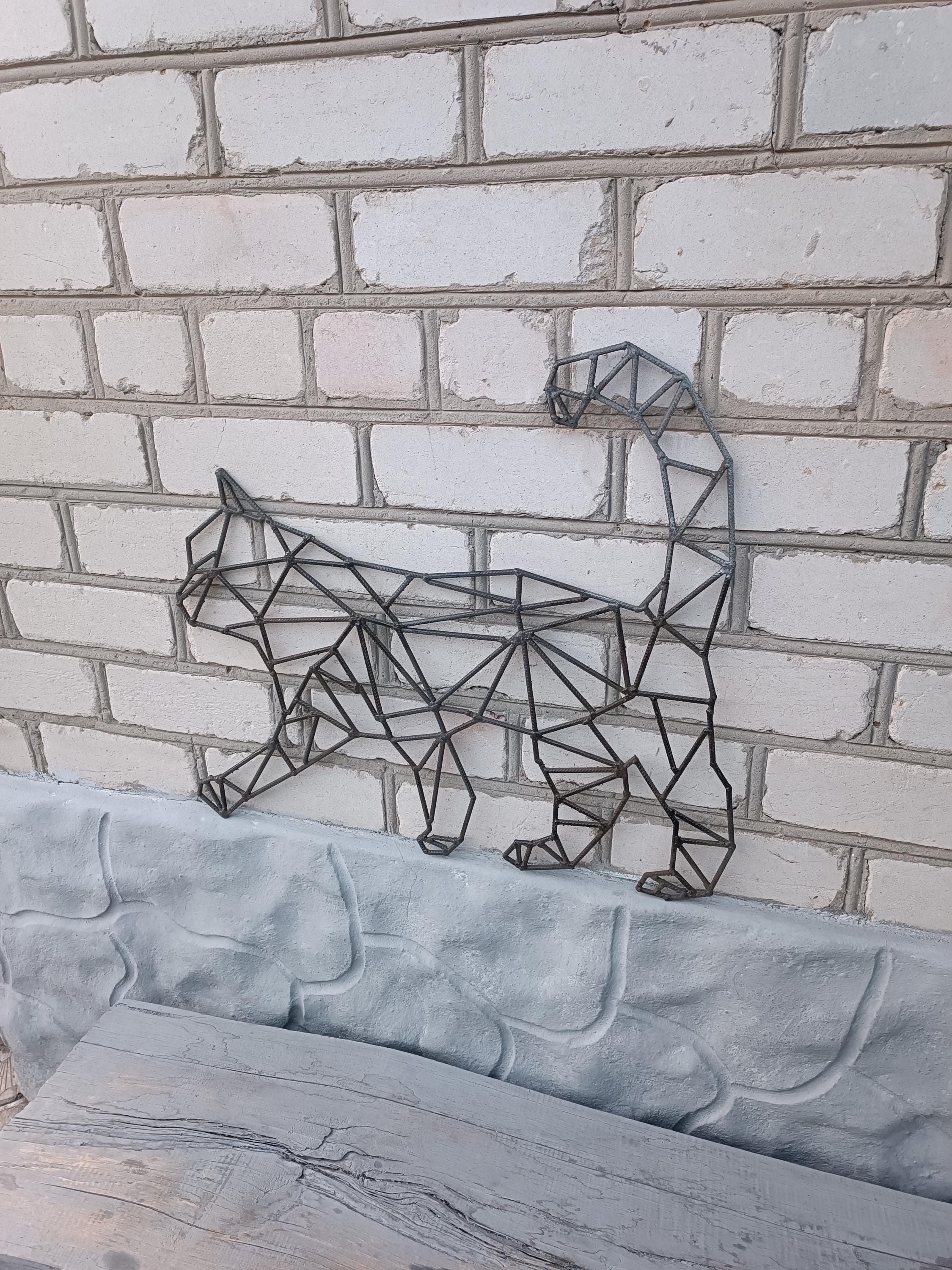 Handmade Wrought Iron Cat Wall Art: Geometric Metal Painting - Etsy