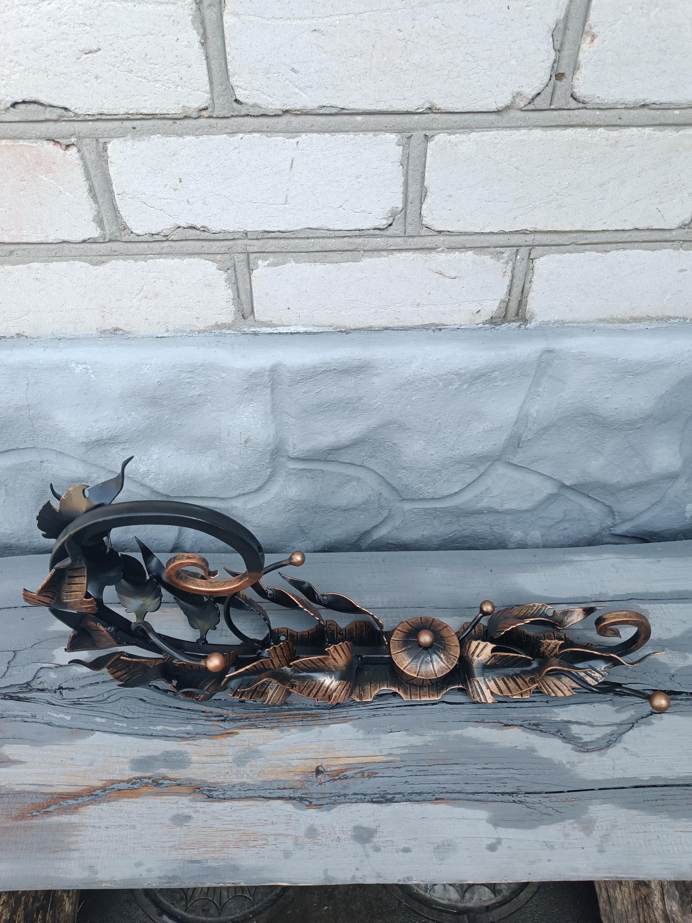 Hand-forged Wrought Iron Floral Wall Bracket: Rustic Plant Hanger - Etsy