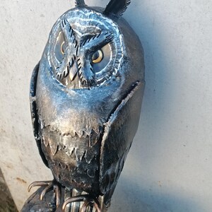 Hand-forged Metal Owl Sculpture: Rustic Garden Decor, Iron Bird Art - Etsy