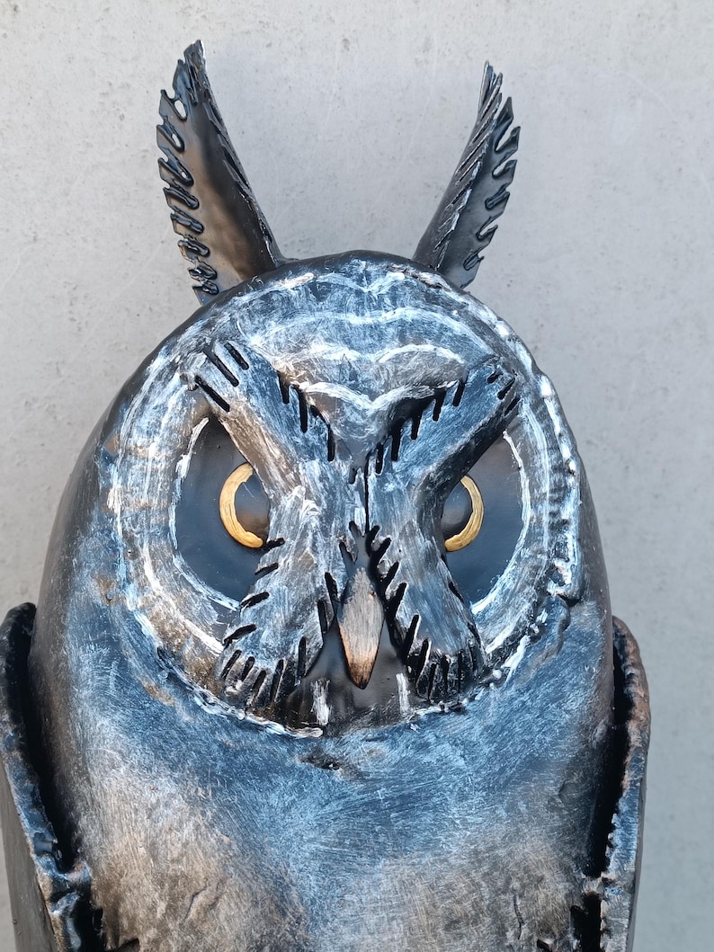 Hand-forged Metal Owl Sculpture: Rustic Garden Decor, Iron Bird Art - Etsy