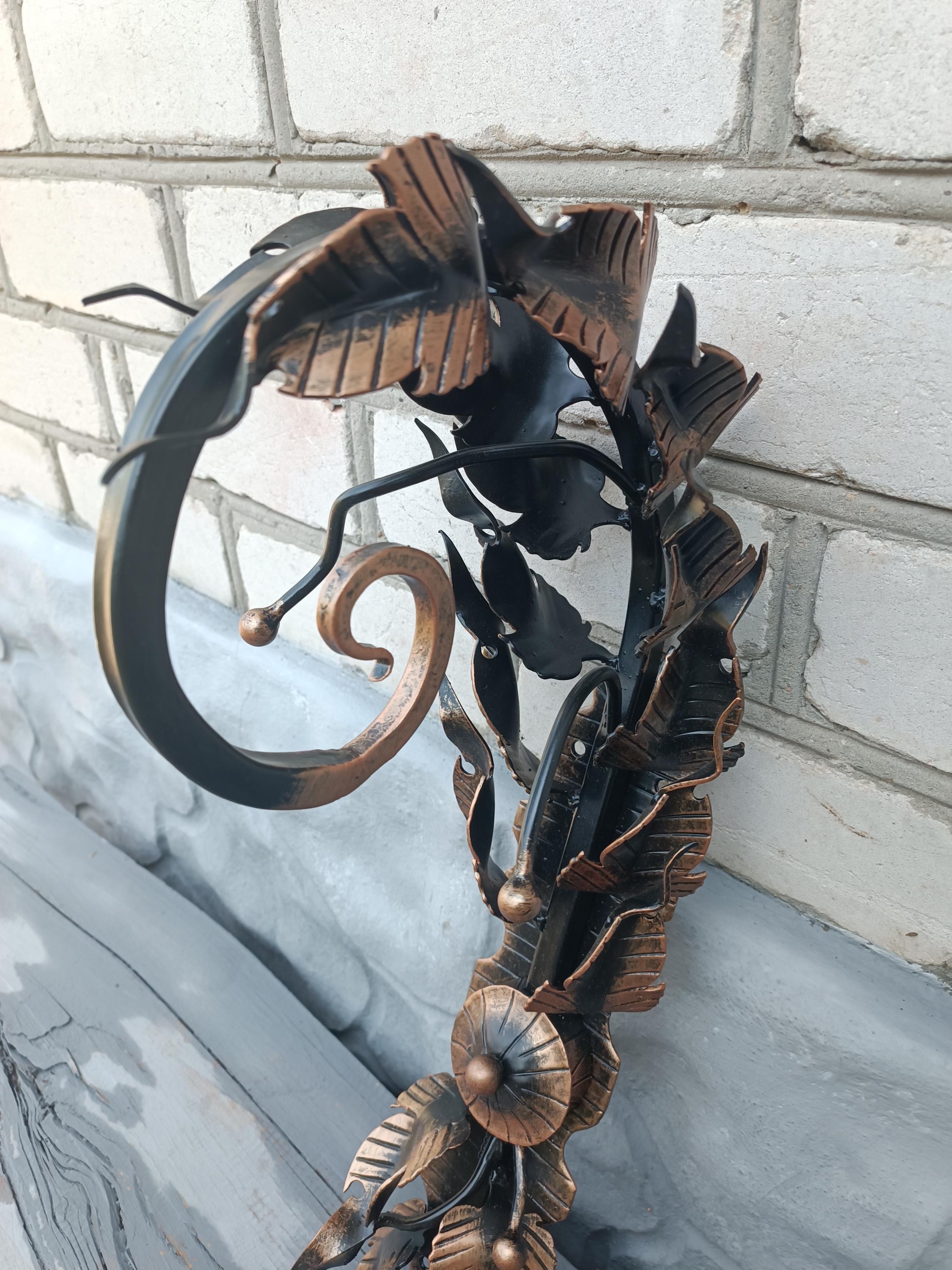 Hand-forged Wrought Iron Floral Wall Bracket: Rustic Plant Hanger - Etsy