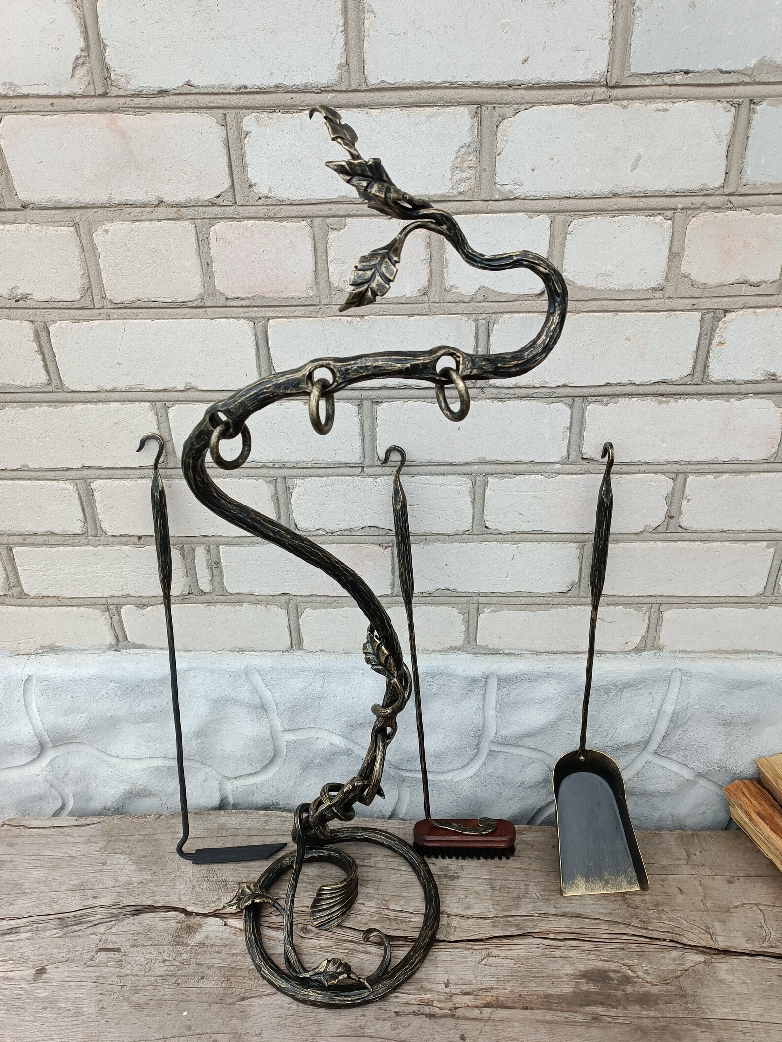 Wrought Iron Fireplace Set for 3 Items - Etsy