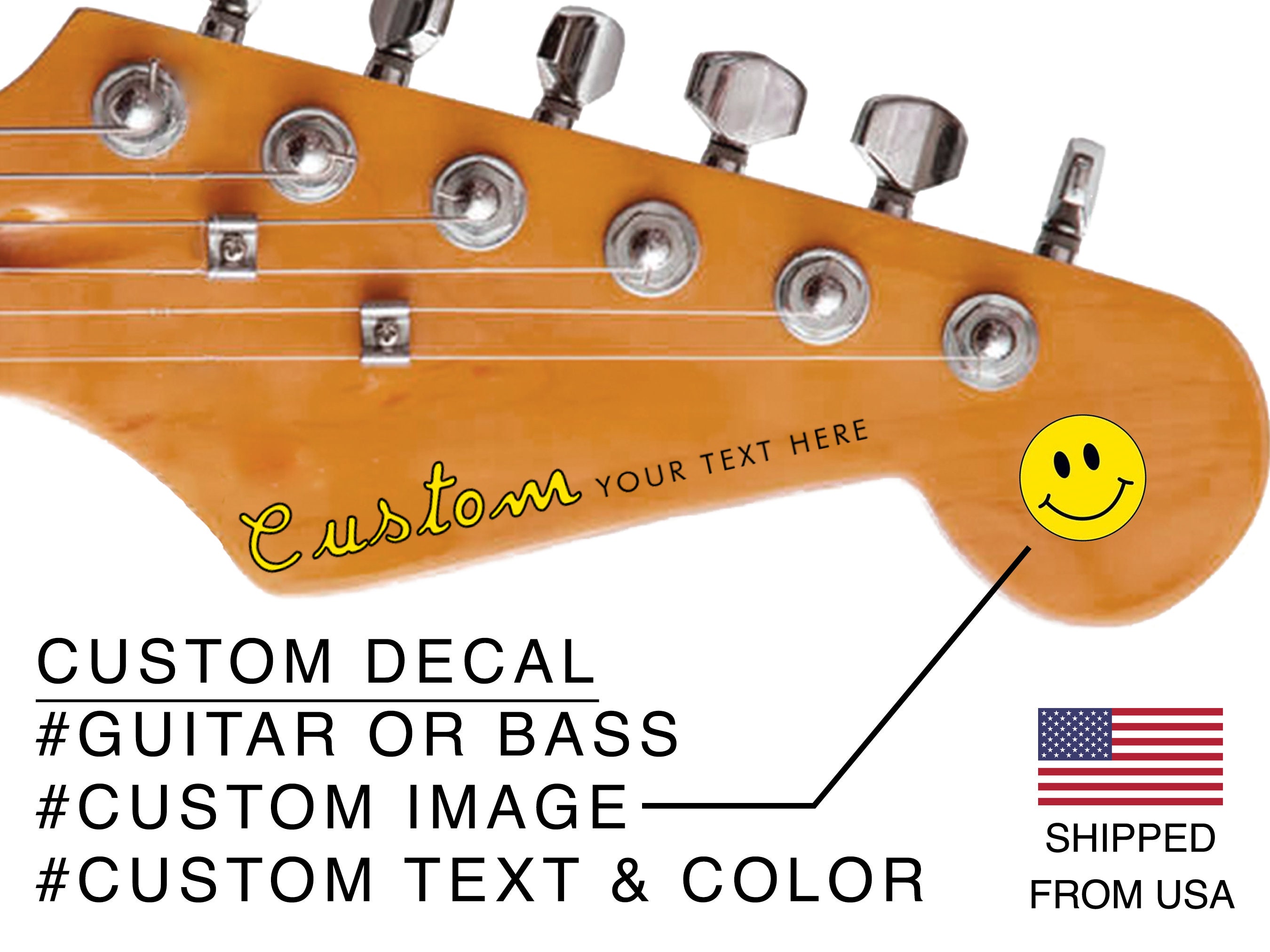 TWO CUSTOM Guitar and Bass Waterslide Headstock Decals | Etsy