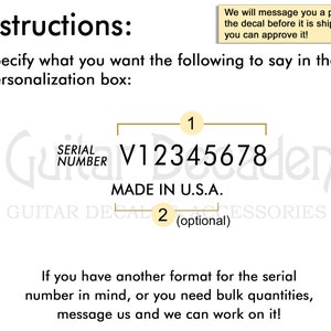 Custom Serial Number Waterslide Guitar Headstock Decals - Etsy