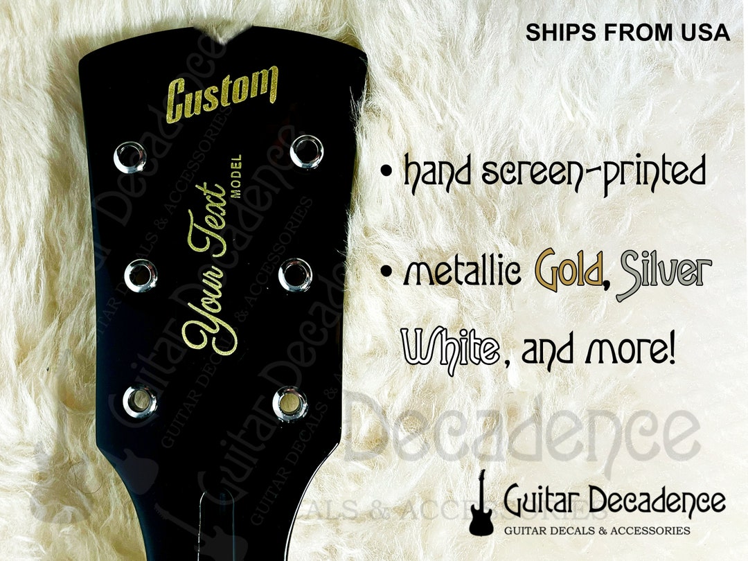 Custom METALLIC Hand Screen Printed Vintage Guitar Waterslide Headstock ...