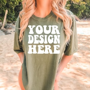 Comfort Colors C1717 Sage Shirt Mockup | CC Sage Tshirt | Oversized ...
