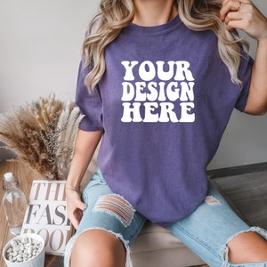 Comfort Colors C1717 Grape Shirt Mockup | CC Grape Tshirt | Oversized ...