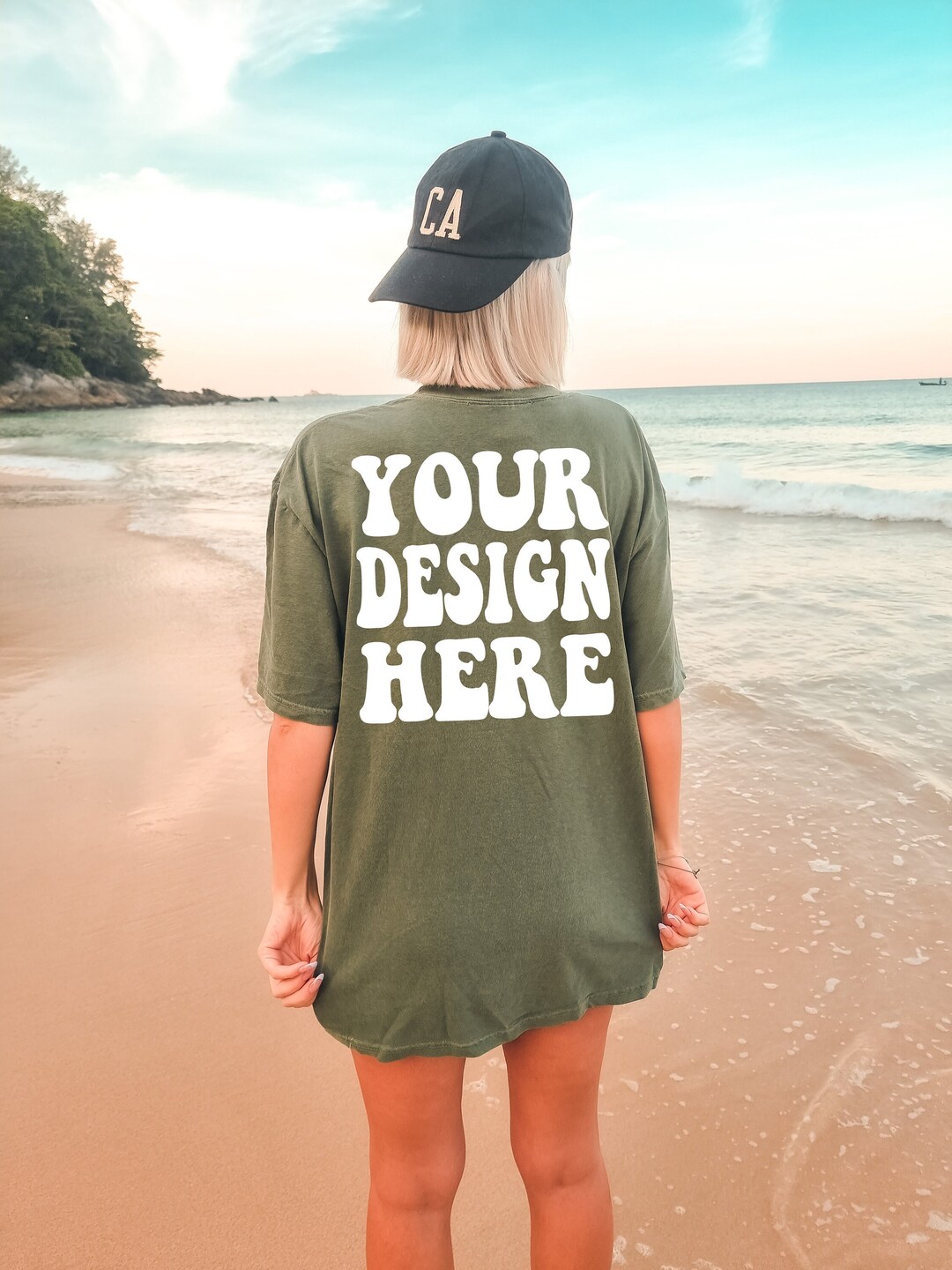 Comfort Colors C1717 Sage Shirt Mockup | CC Sage | Oversized Mockup ...
