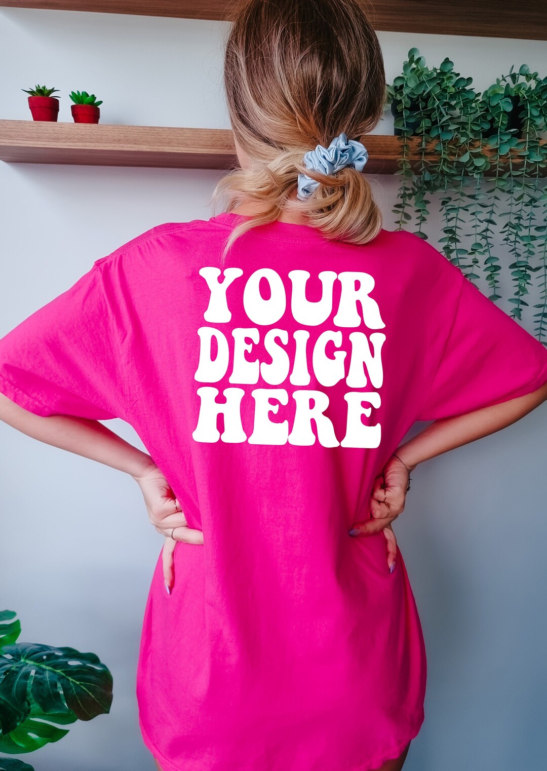 Comfort Colors C1717 Heliconia Shirt Back Mockup CC Pink Tshirt ...