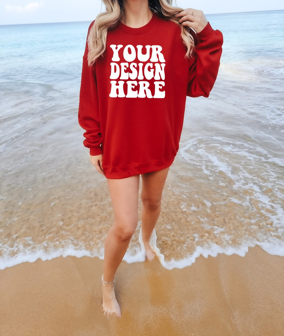Gildan Red 18000 Sweater Mockup | Gildan Sweater Mock up | Oversized ...