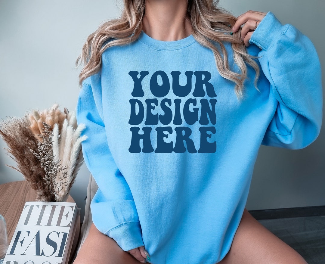 Gildan Light Blue 18000 Mockup | Gildan Sweater Mock up | Oversized ...