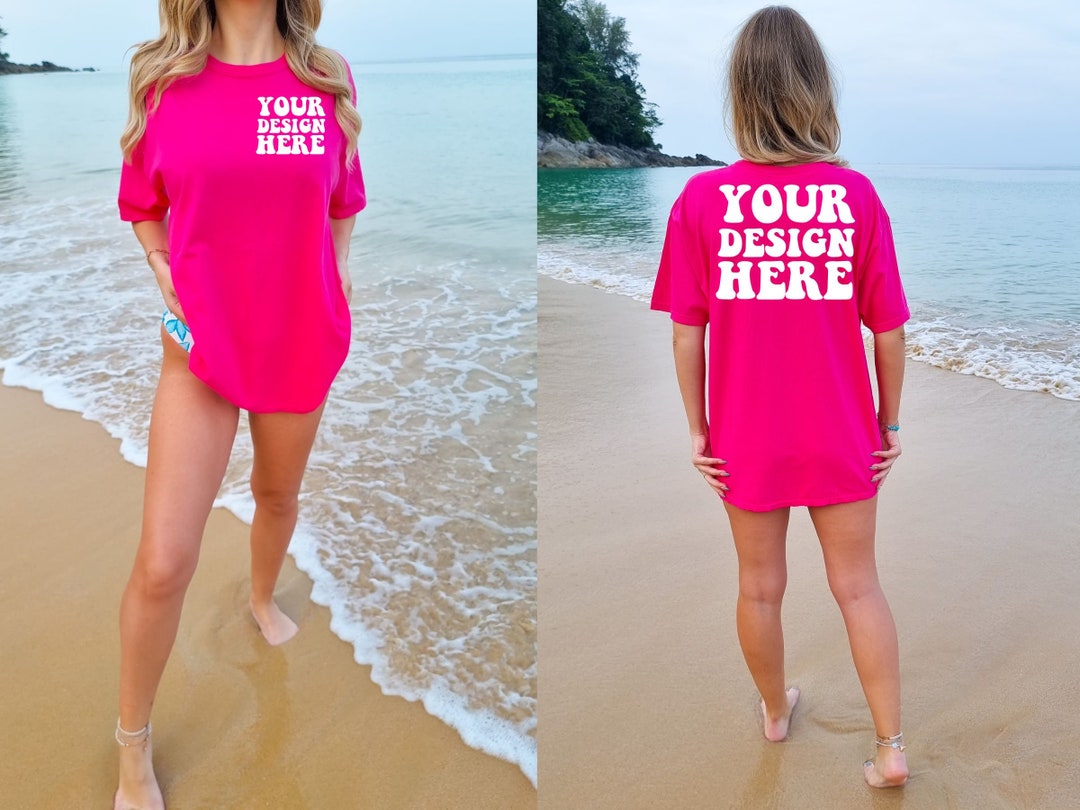 Comfort Colors C1717 Heliconia Shirt Mockup | Pink Tshirt Oversized ...