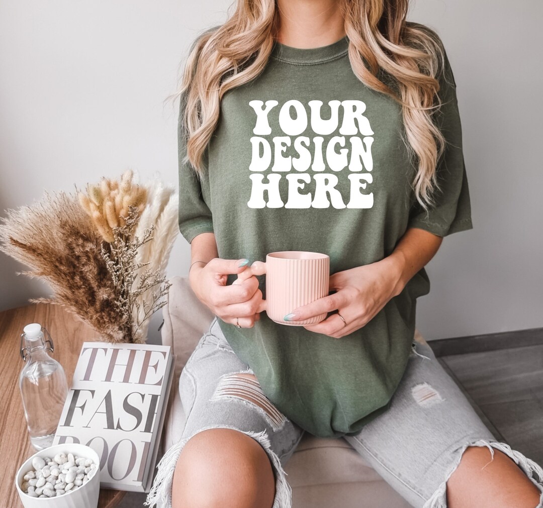 Comfort Colors C1717 Sage Shirt Mockup | CC Sage Tshirt | Oversized ...