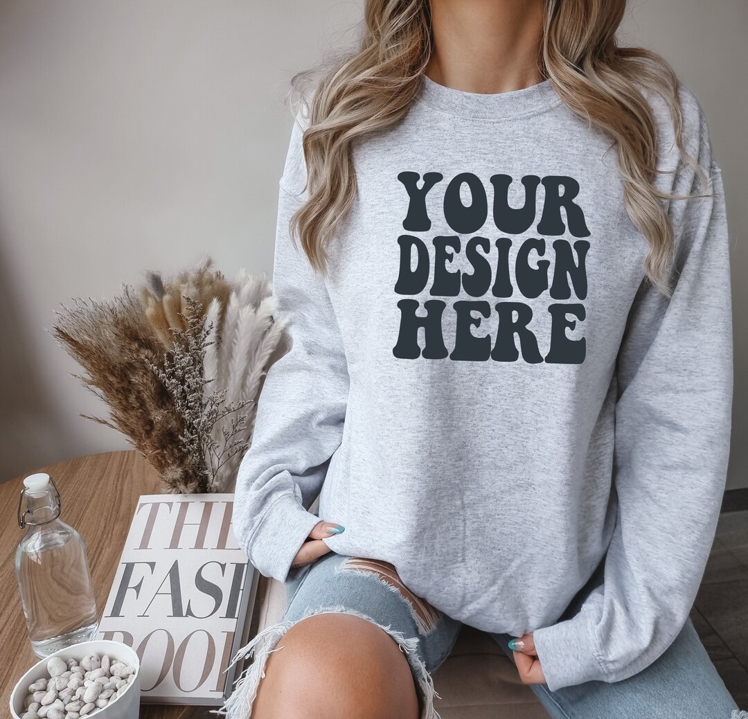 Gildan 18000 Mockup | Gildan Ash Sweater Mock up | Sweatshirt Model ...