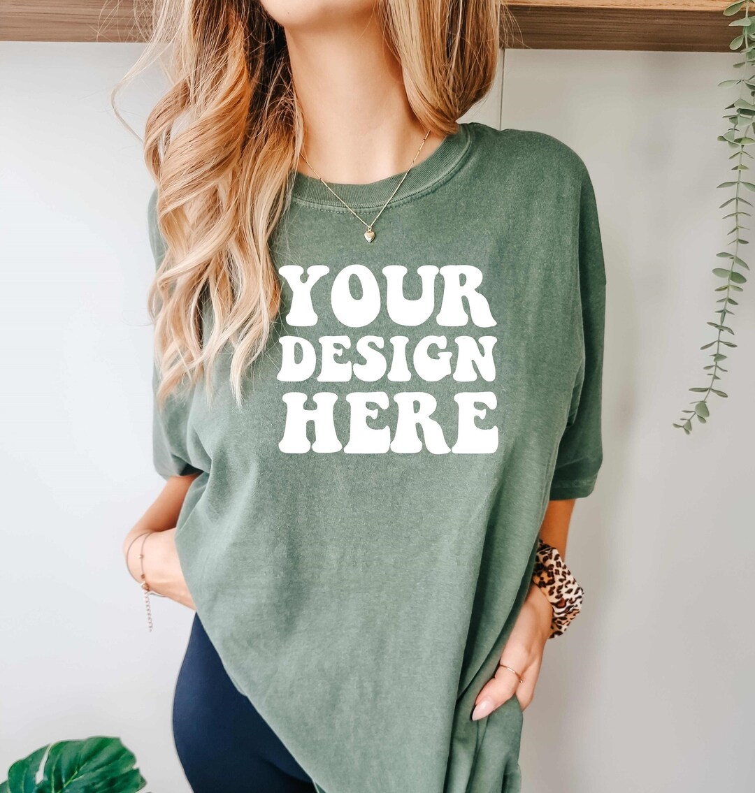 Comfort Colors C1717 Sage Shirt Mockup | CC Sage Tshirt | Oversized ...