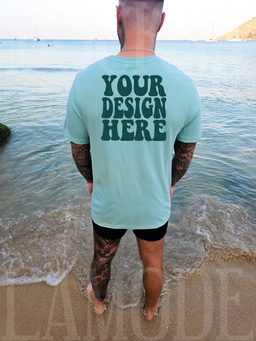 Bella Canvas 3001 Dusty Blue Shirt Mock up | Bella Canvas Blue Tshirt ...