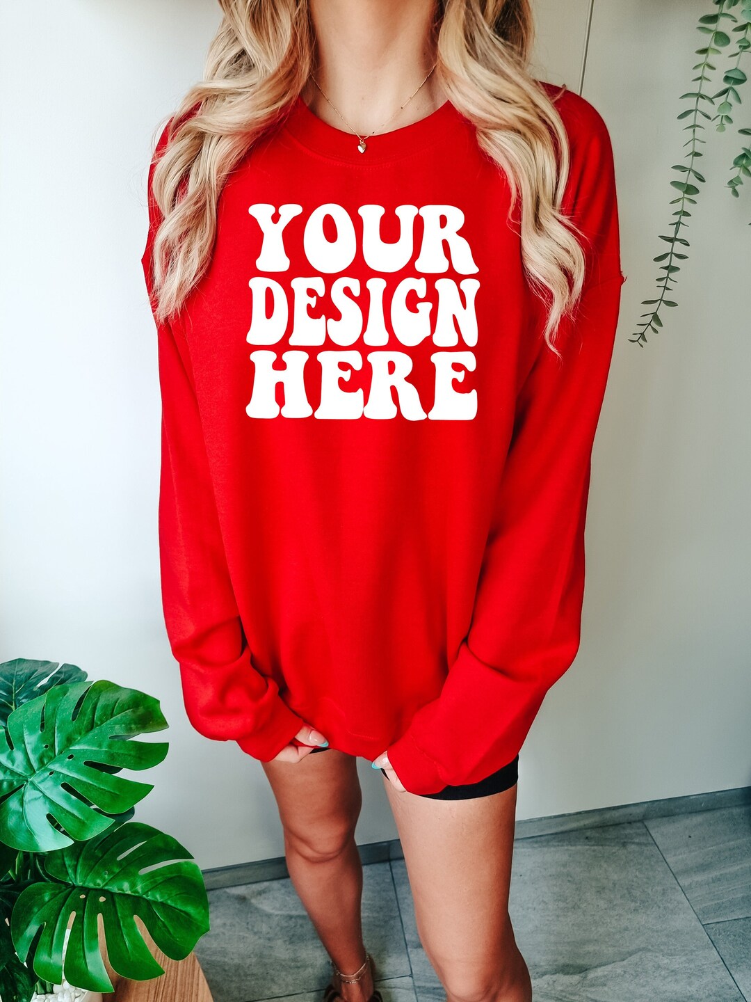 Gildan Red 18000 Mockup | Gildan Sweater Mock up | Red Oversized ...