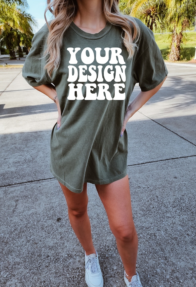 Comfort Colors C1717 Sage Shirt Mockup | CC Sage | Oversized Mockup ...