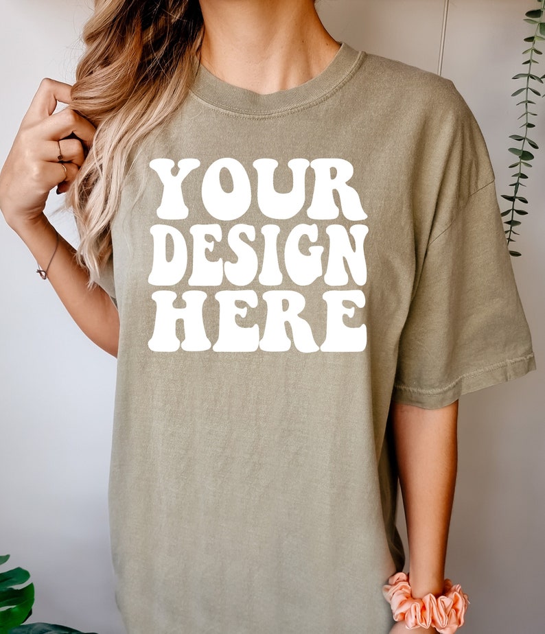 Comfort Colors C1717 Khaki Shirt Mockup | CC Khaki Tshirt | Oversized ...