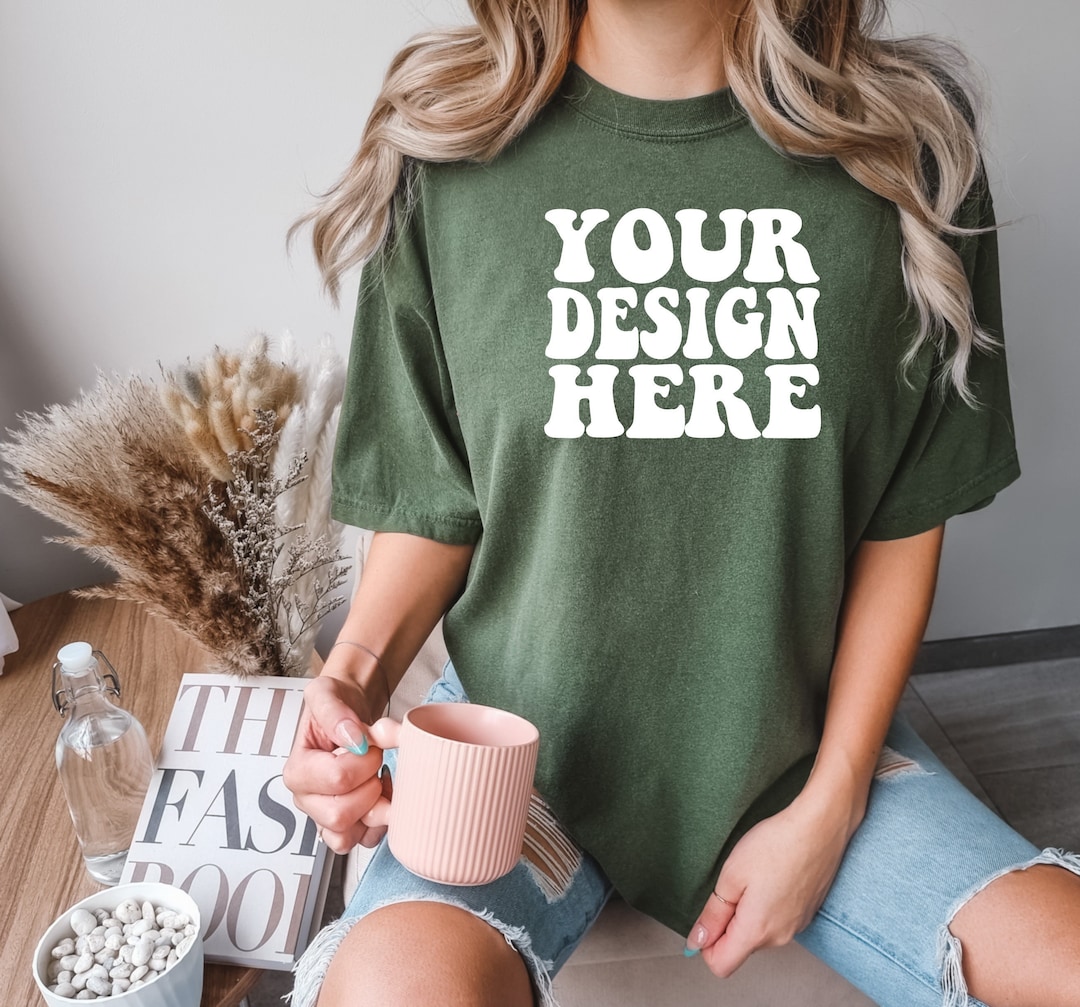 Comfort Colors C1717 Hemp Shirt Mockup | CC Green Tshirt | Oversized ...