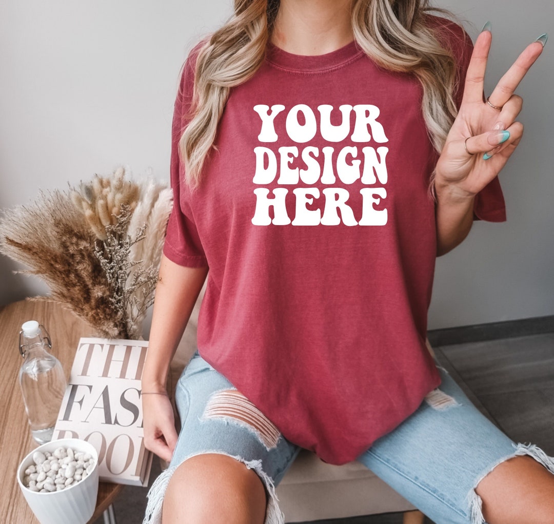 Comfort Colors C1717 Brick Shirt Mockup | CC Red Tshirt | Oversized ...