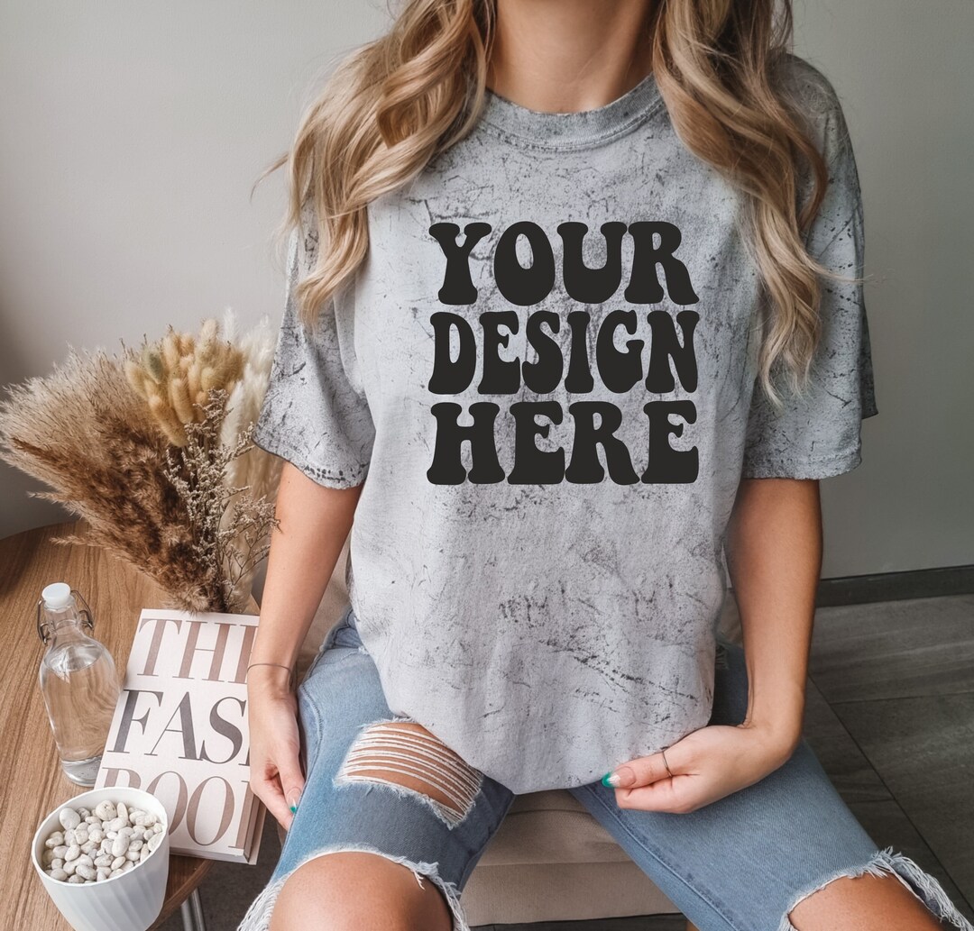 Comfort Colors CC1745 Color Blast Smoke Shirt Mockup | CC Grey Smoke ...