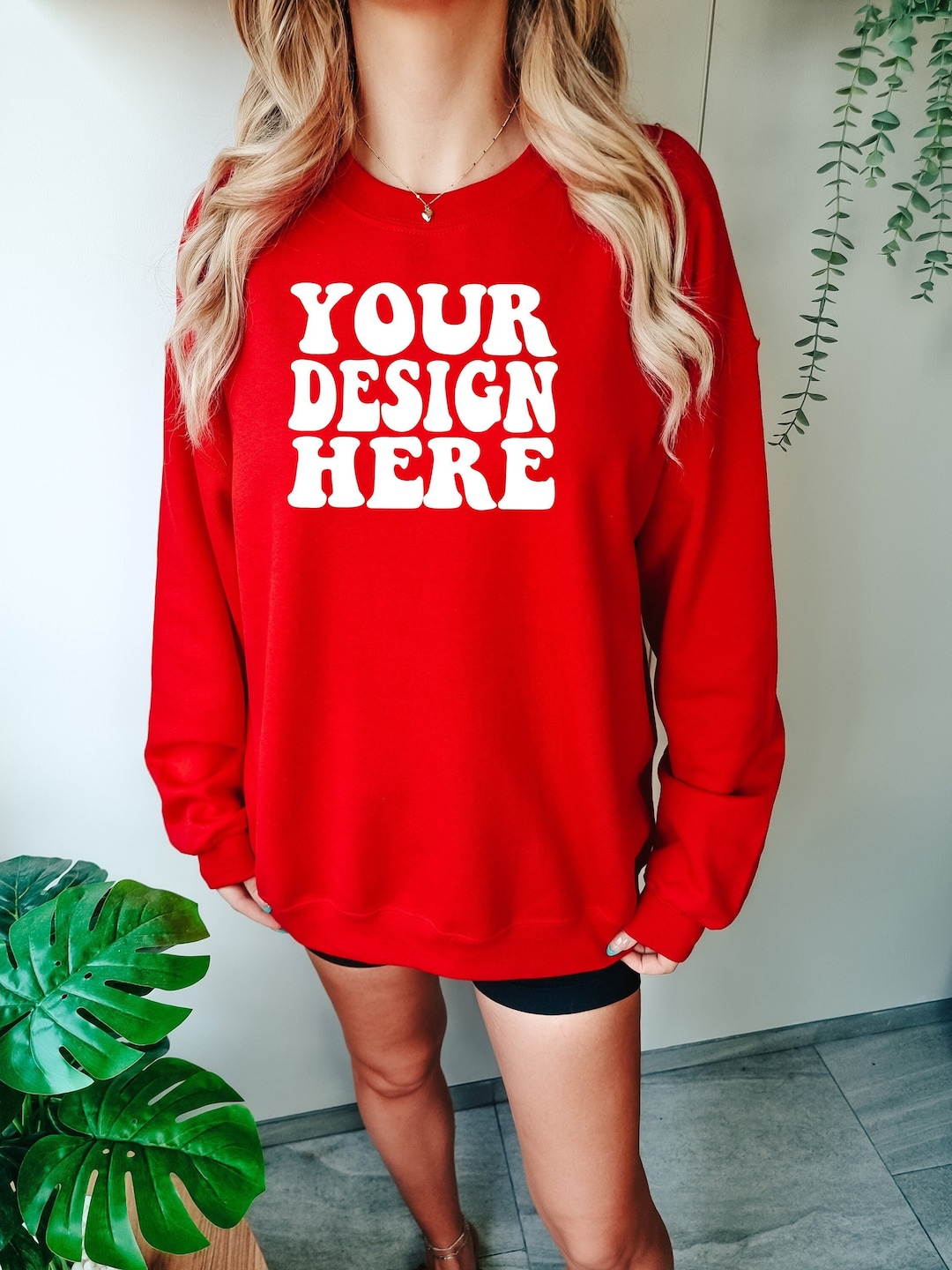Gildan Red 18000 Mockup | Gildan Sweater Mock up | Red Oversized ...