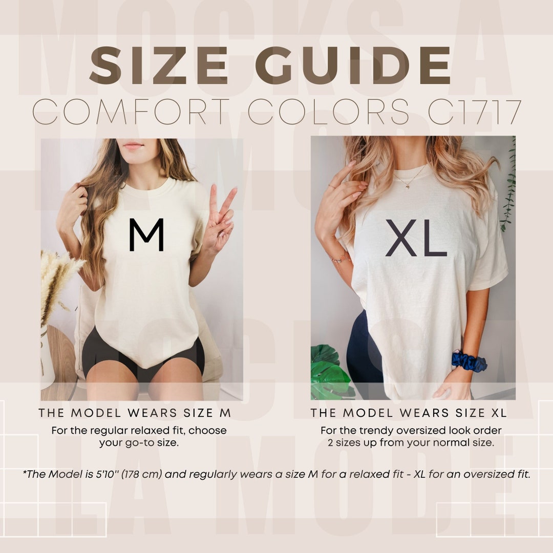 Comfort Colors C1717 Shirt Size Guide Unisex Ivory Tshirt Mockup Size ...