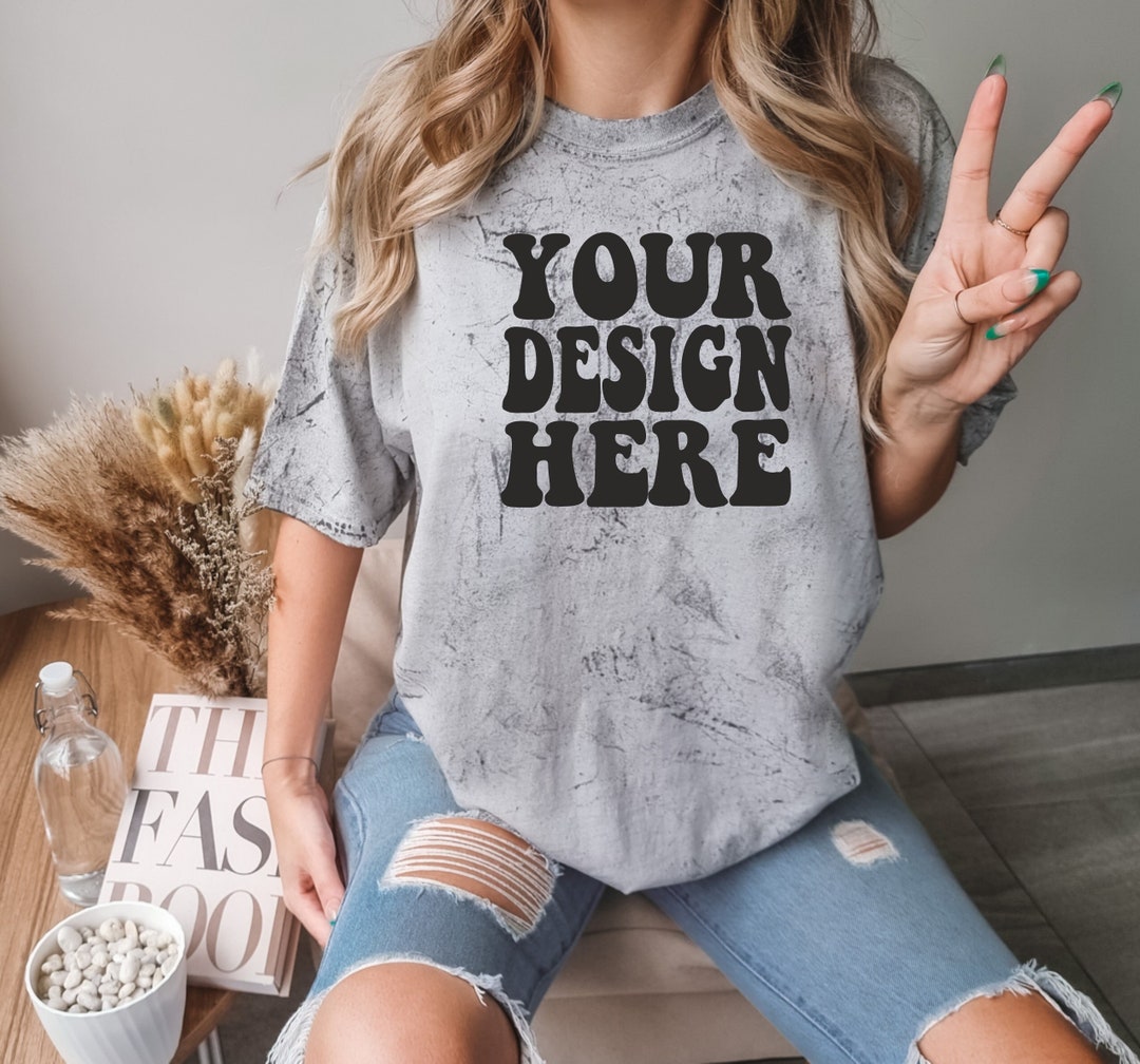 Comfort Colors CC1745 Color Blast Smoke Shirt Mockup | CC Grey Smoke ...