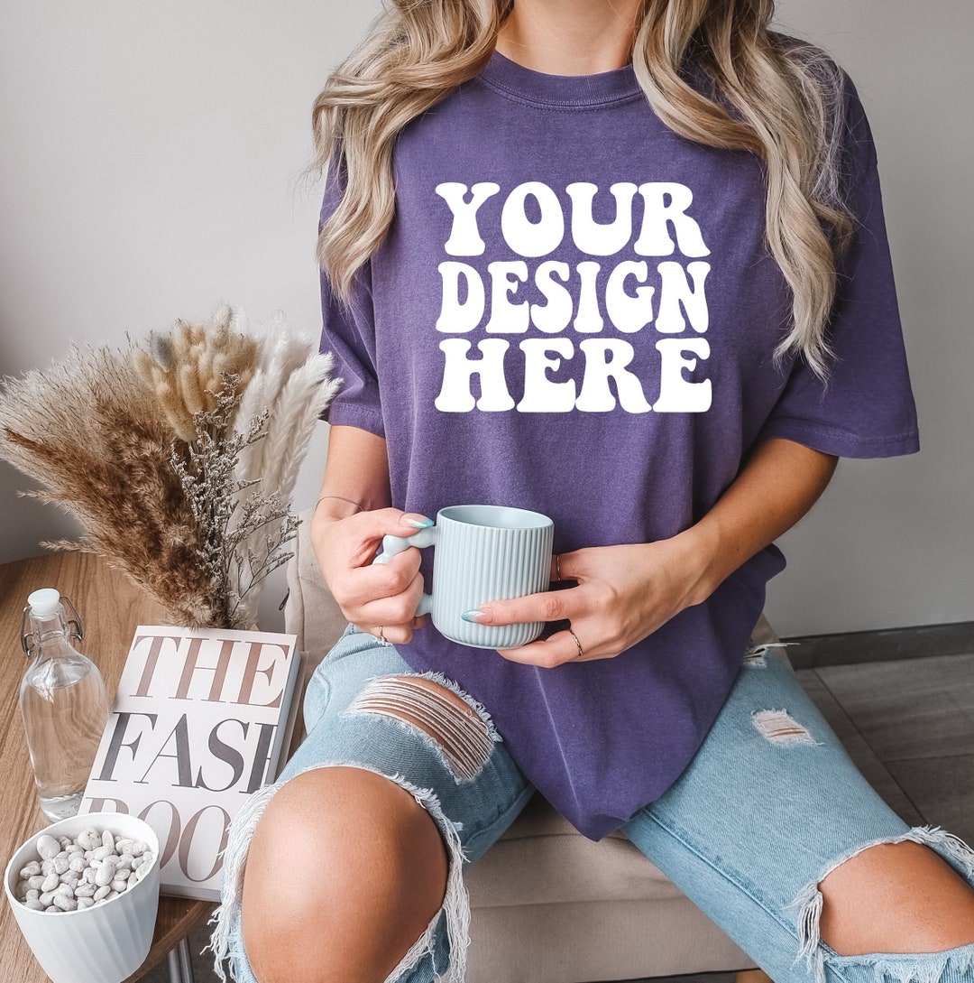 Comfort Colors C1717 Grape Shirt Mockup CC Grape Tshirt Oversized ...
