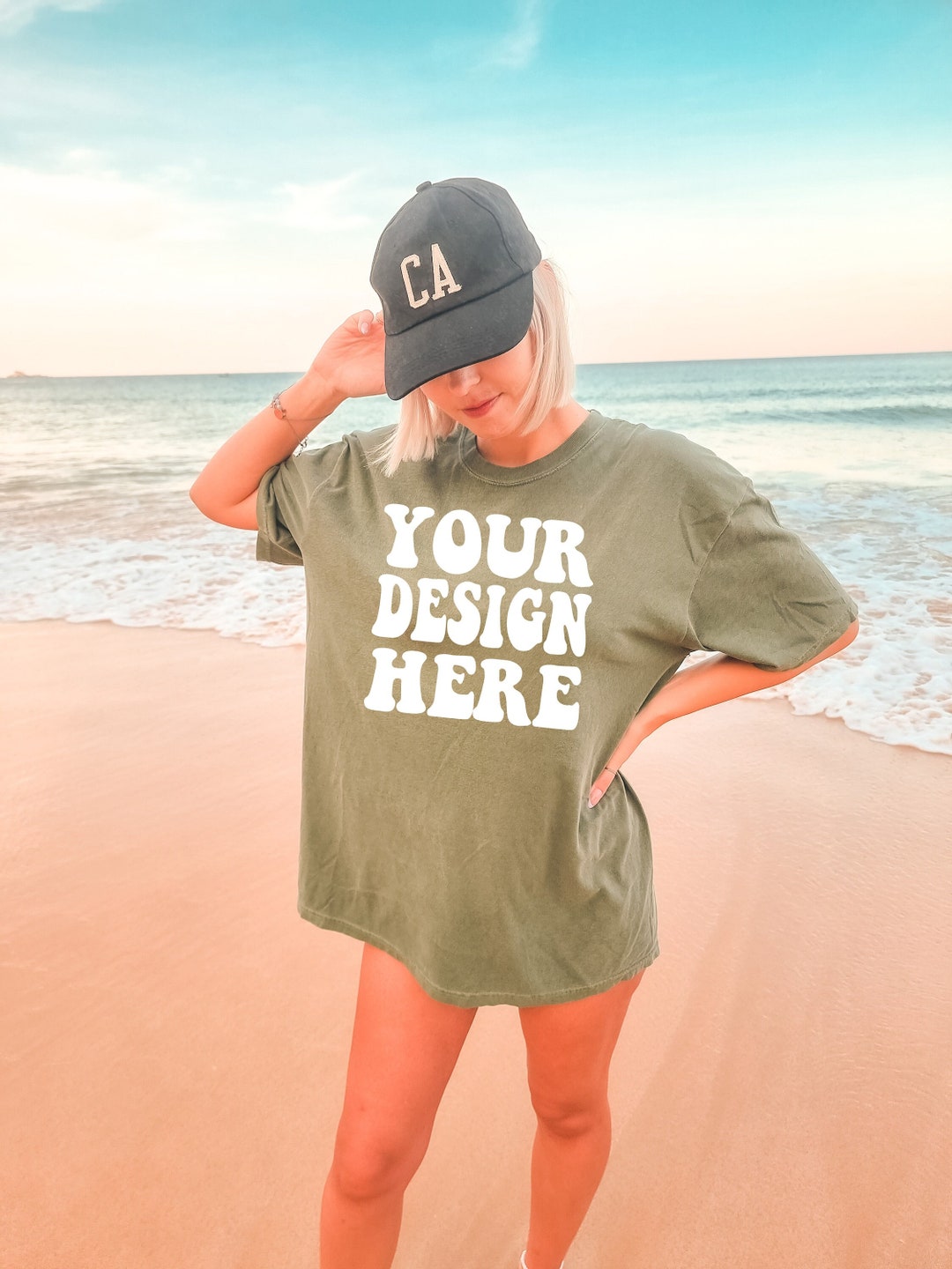 Comfort Colors C1717 Sage Shirt Mockup | CC Sage Tshirt | Oversized ...