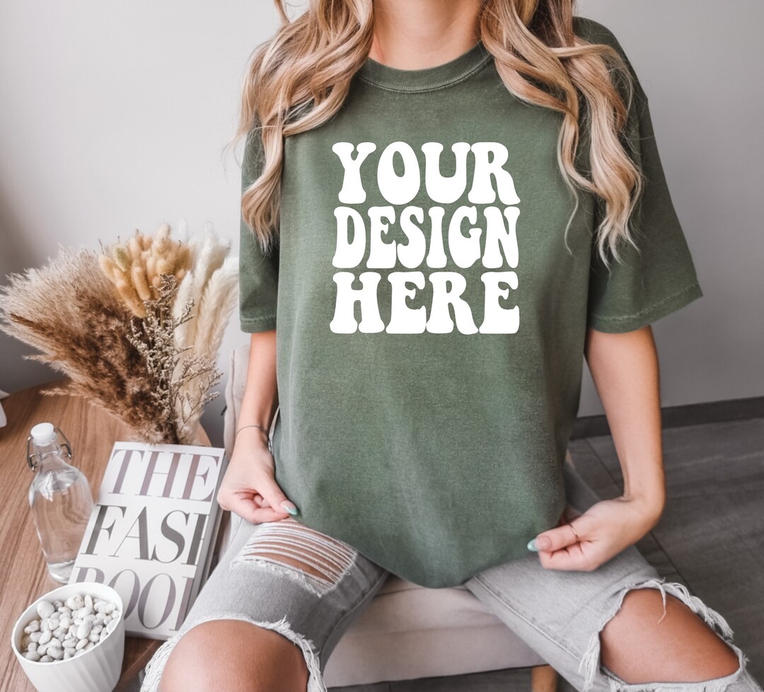 Comfort Colors C1717 Sage Shirt Mockup | CC Sage Tshirt | Oversized ...