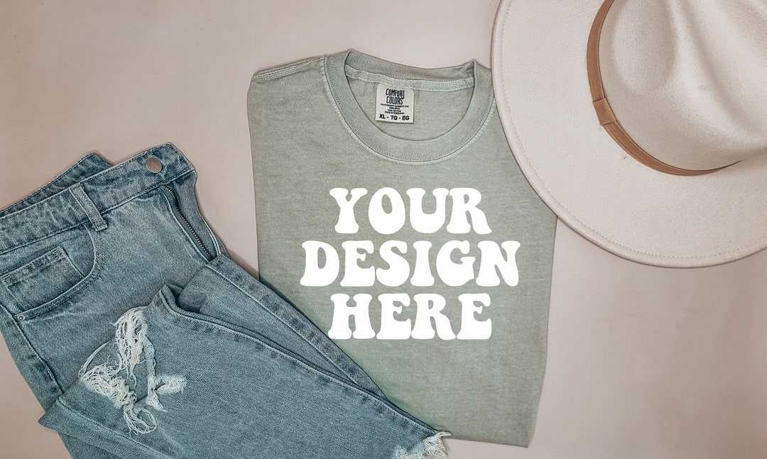 Comfort Colors C1717 Bay Shirt Mockup | Bay Tshirt | Flat Lay Mockup ...
