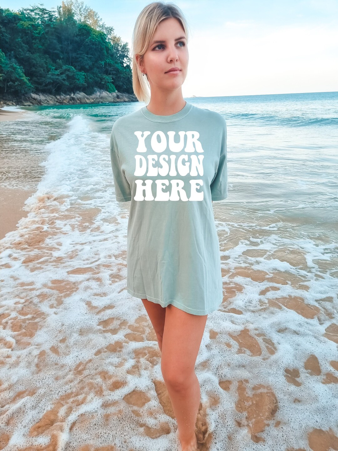 Comfort Colors C1717 Bay Shirt Mockup | Bay Tshirt | Oversized Mockup ...