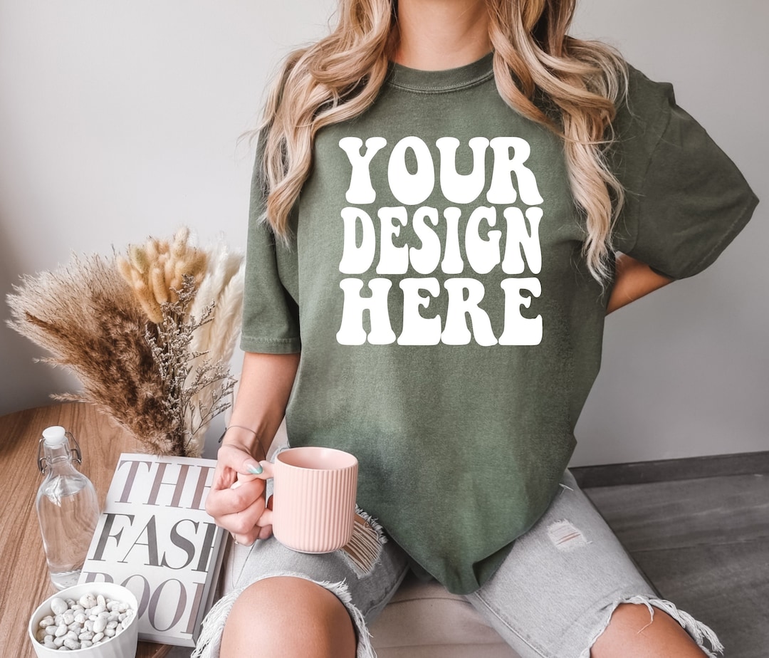 Comfort Colors C1717 Sage Shirt Mockup | CC Sage Tshirt | Oversized ...