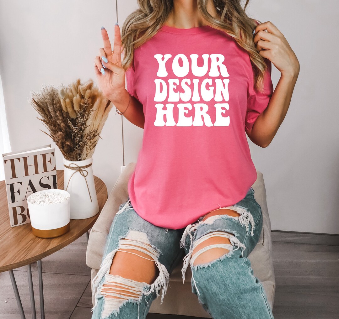 Bella Canvas 3001 Charity Pink Mockup | Bella Canvas Shirt Mockup ...