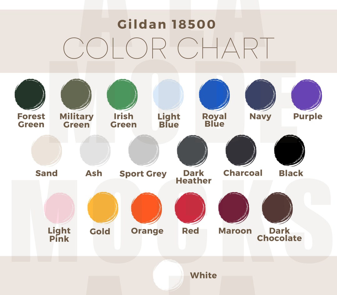 Gildan 18500 Color Chart | G185 Group Hoodie Colour Chart | Sand Maroon ...