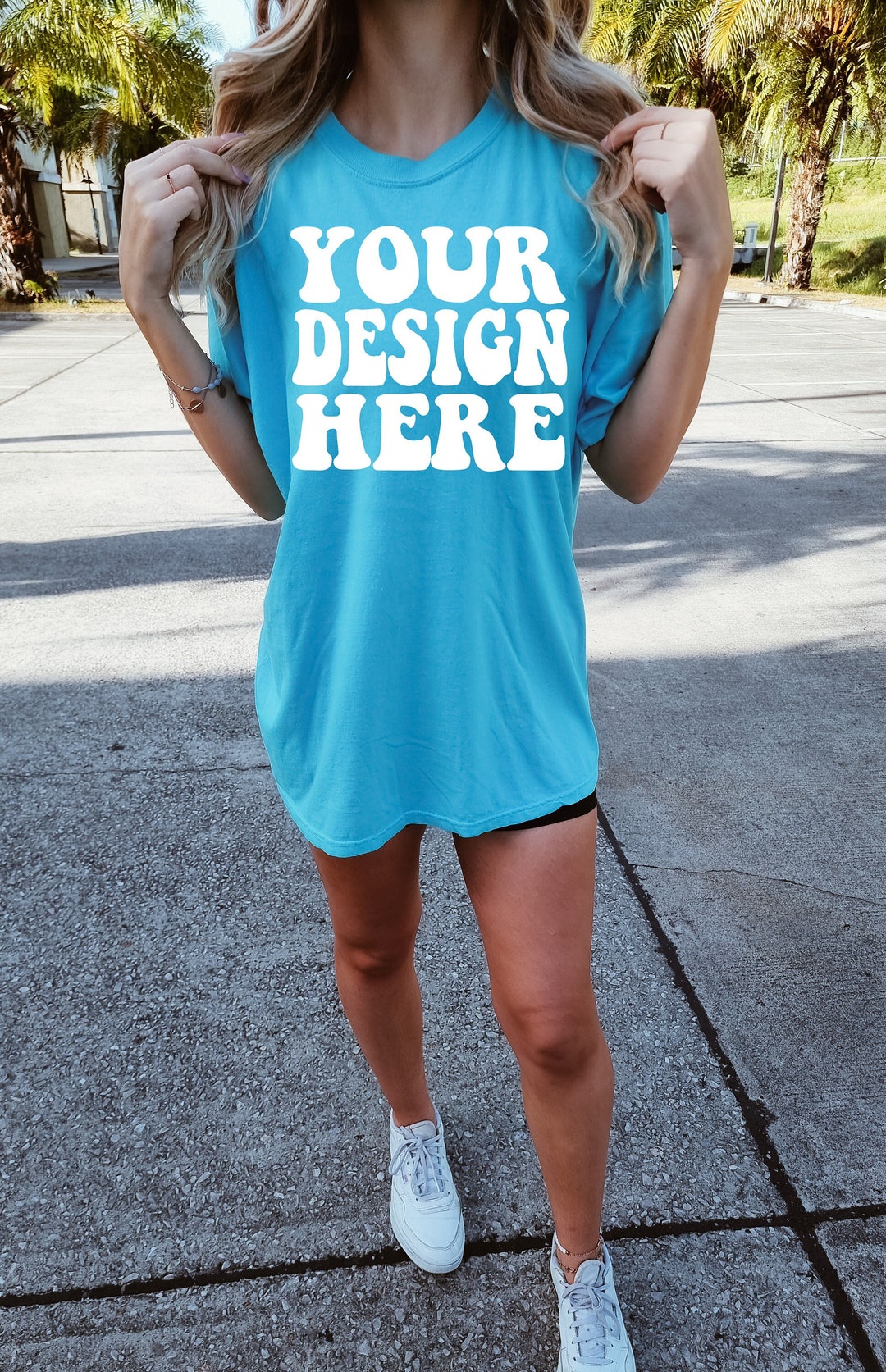 Comfort Colors C1717 Lagoon Blue Shirt Mockup | Blue Tshirt | Oversized ...