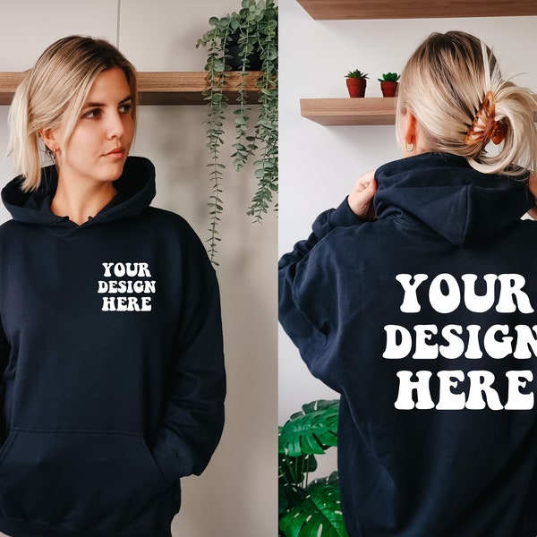 Black Hoodie Front Back Mockup - Etsy