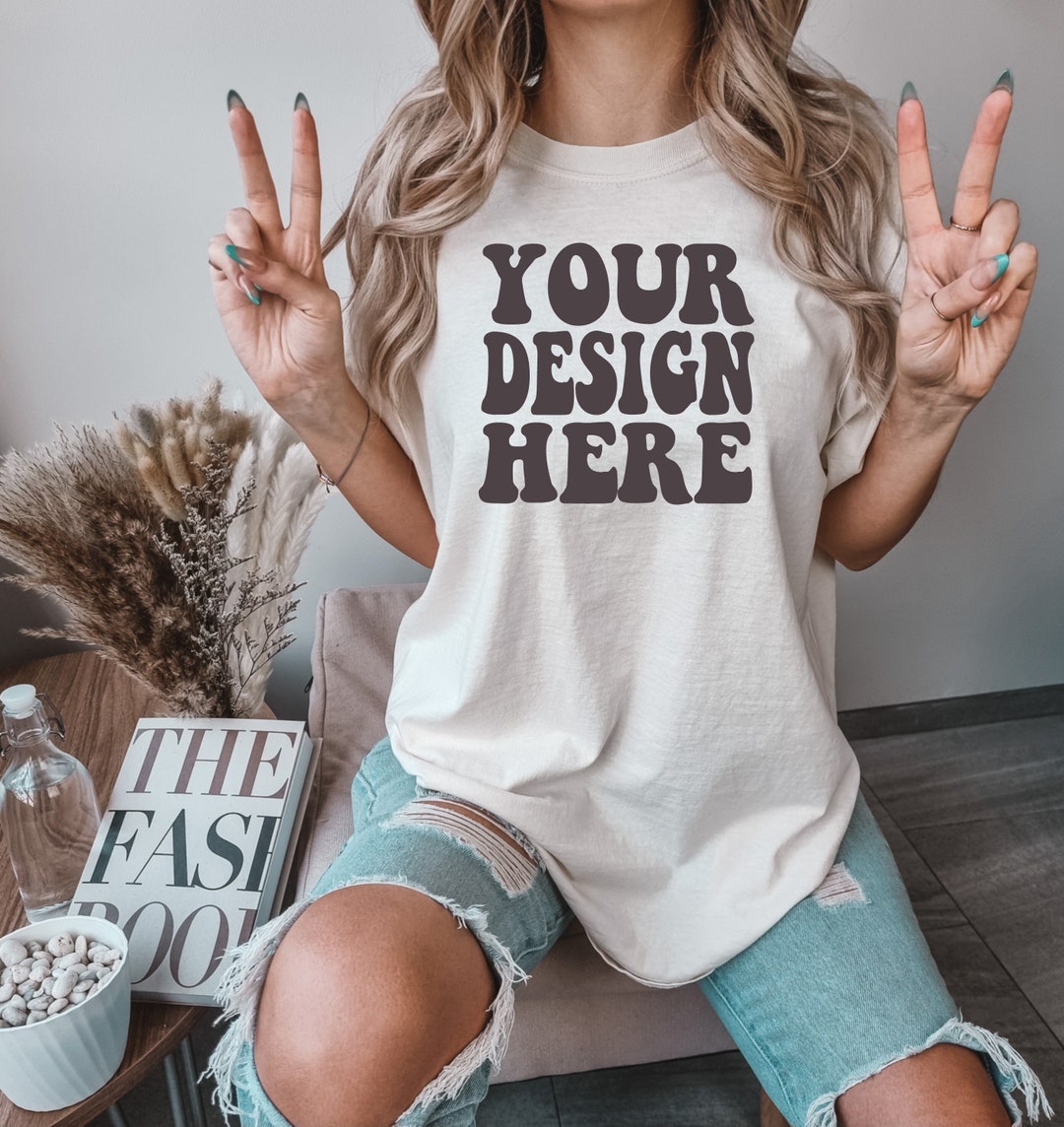 Comfort Colors C1717 Ivory Shirt Mockup | CC Ivory Tshirt | Oversized ...