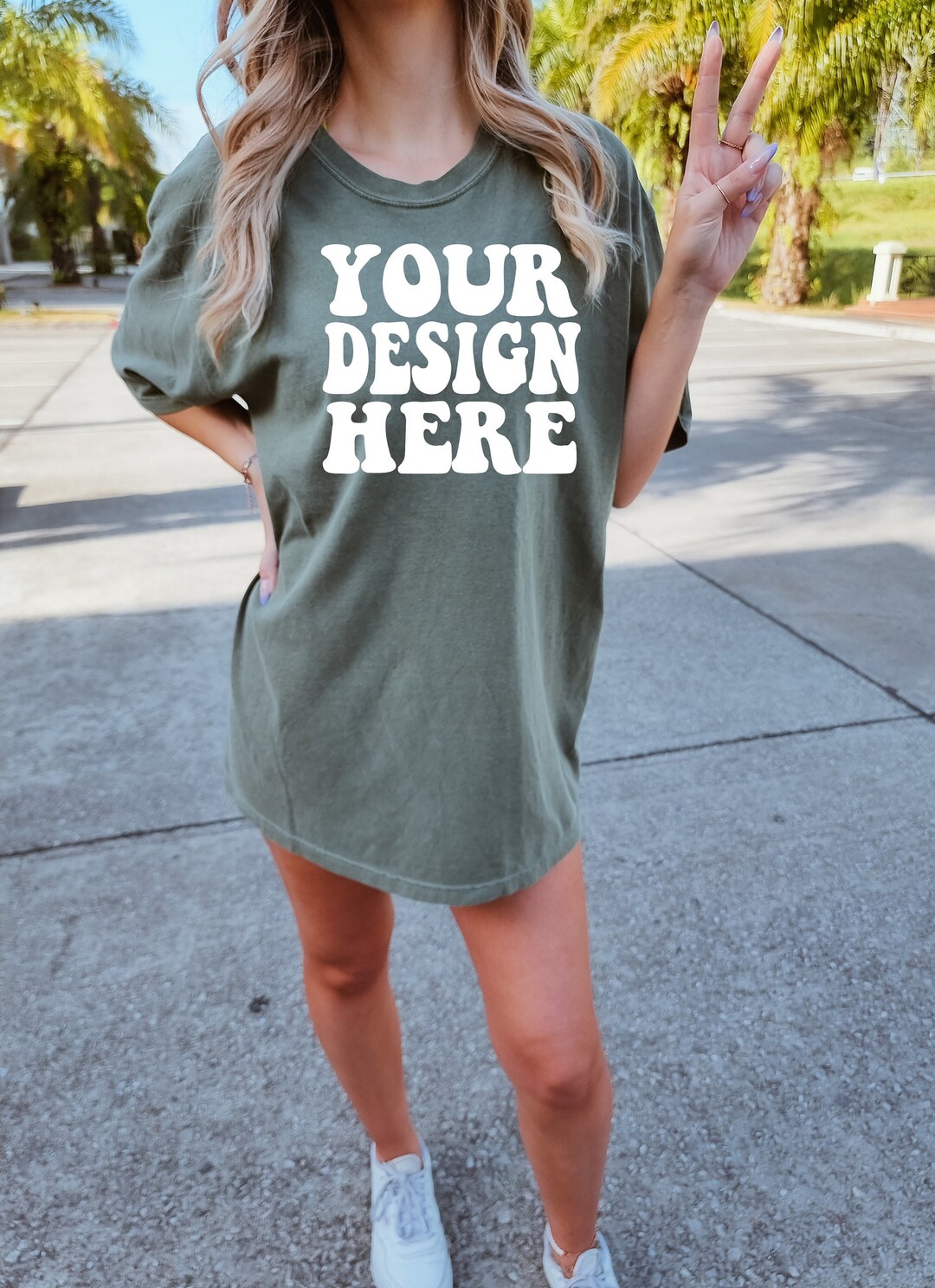 Comfort Colors C1717 Sage Shirt Mockup | CC Sage | Oversized Mockup ...